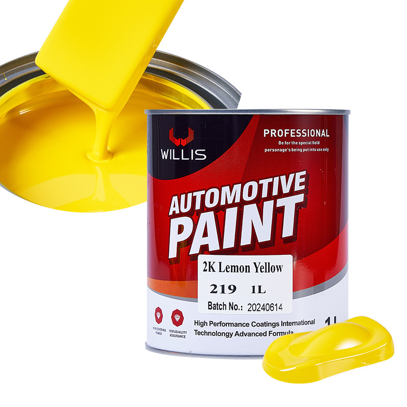 Solid Metallic Bright Liquid 2k Automotive Paint Lemon Yellow Color